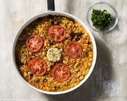Mains - Spanish Baked Rice with Chickpeas, Potatoes and Chorizo recipes