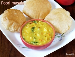 Calories in 2 poori and potato curry recipes - Breakfast
